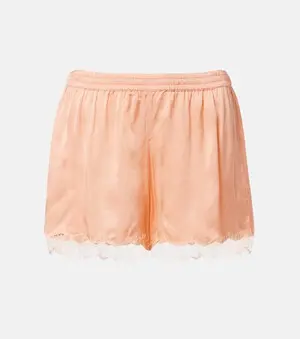Poupette St Barth Doris Lace-trimmed Satin Shorts - Pink