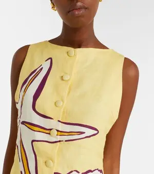 CALA DE LA CRUZ Rhoda Printed Linen Minidress