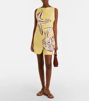 CALA DE LA CRUZ Rhoda Printed Linen Minidress