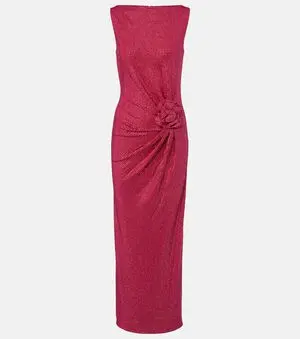 Roland Mouret Floral-appliqué Embellished Gathered Maxi Dress - Pink