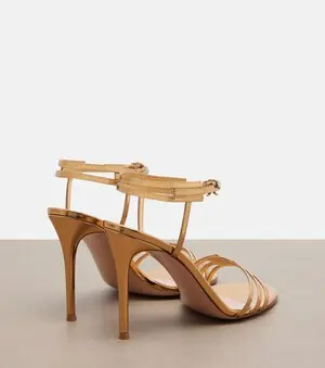 GIANVITO ROSSI Metallic Leather Slingback Sandals
