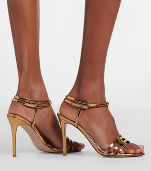 GIANVITO ROSSI Metallic Leather Slingback Sandals