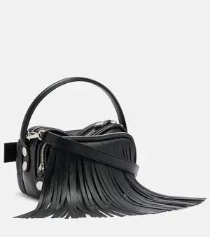 Acne Studios Leather Shoulder Bag With Fringe Detail