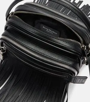 Acne Studios Leather Shoulder Bag With Fringe Detail