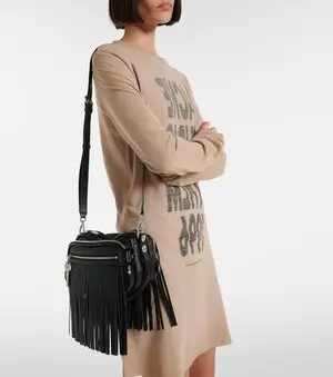 Acne Studios Leather Shoulder Bag With Fringe Detail