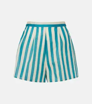 ERES Striped Cotton Voile Shorts - Blue