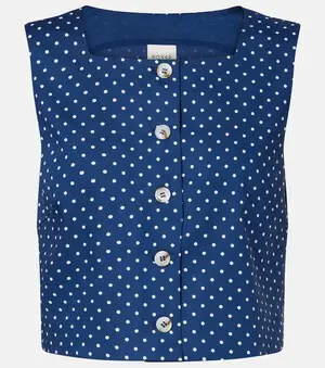 Posse Rio Polka-dot Cropped Top Blue