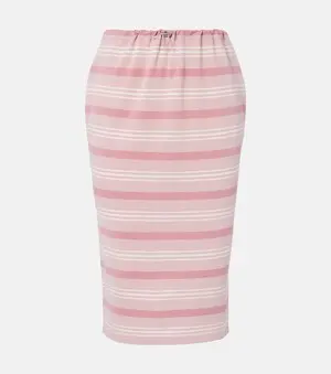 Prada Striped Cotton Pencil Skirt - Pink
