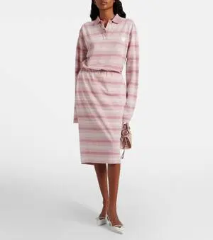 Prada Striped Cotton Pencil Skirt - Pink
