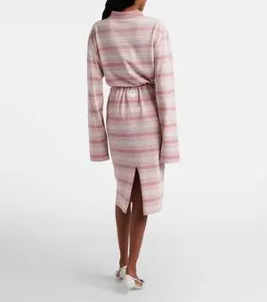 Prada Striped Cotton Pencil Skirt - Pink