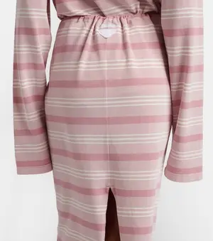 Prada Striped Cotton Pencil Skirt - Pink