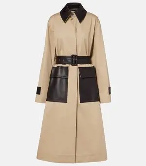 JOSEPH Zaman Leather-trimmed Cotton Trench Coat - Beige