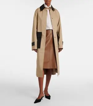 JOSEPH Zaman Leather-trimmed Cotton Trench Coat