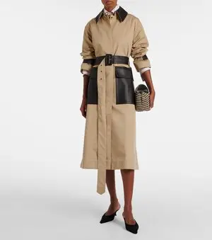 JOSEPH Zaman Leather-trimmed Cotton Trench Coat