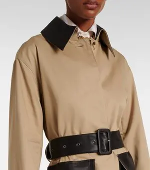 JOSEPH Zaman Leather-trimmed Cotton Trench Coat