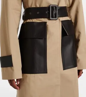JOSEPH Zaman Leather-trimmed Cotton Trench Coat