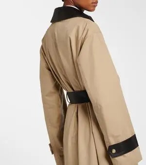 JOSEPH Zaman Leather-trimmed Cotton Trench Coat