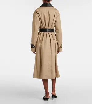 JOSEPH Zaman Leather-trimmed Cotton Trench Coat
