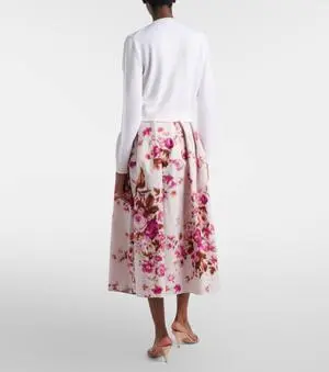 Erdem Floral Cotton Poplin Midi Skirt