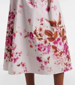 Erdem Floral Cotton Poplin Midi Skirt