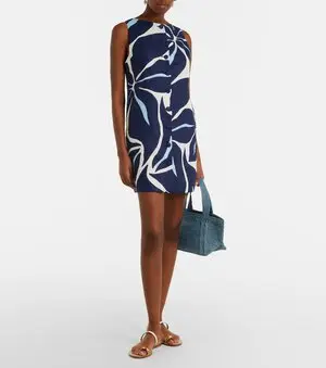 CALA DE LA CRUZ Rhoda Printed Linen Mini Dress