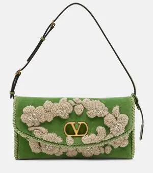 Valentino Garavani Embellished Velvet Shoulder Bag