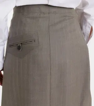 Victoria Beckham Asymmetric Midi Skirt In Virgin Wool - Grey
