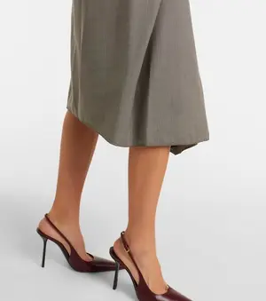 Victoria Beckham Asymmetric Midi Skirt In Virgin Wool - Grey