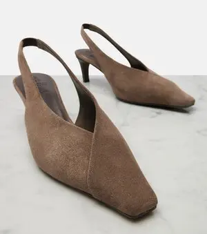 Brunello Cucinelli Suede Slingback Pumps