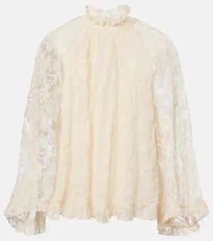Zimmermann Carousel Ruffled Lace Blouse - White