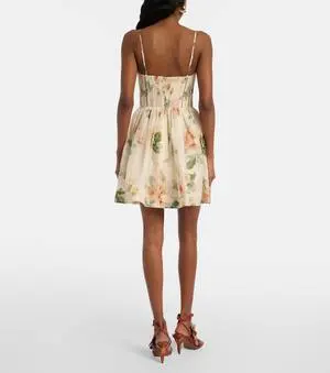 Zimmermann Carousel Floral Silk And Linen Bustier Dress