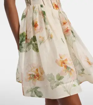 Zimmermann Carousel Floral Silk And Linen Bustier Dress
