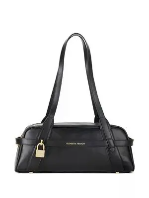 Elisabetta Franchi Leather Shoulder Bag With Metal Padlock - Black