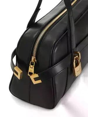 Elisabetta Franchi Leather Shoulder Bag With Padlock Detail - Black