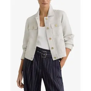 REISS Carmen Lyocell And Linen Trucker Jacket
