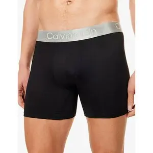 Calvin Klein Brushed Logo-waistband Pack-of-three Microfibre-stretch Trunks - Multi