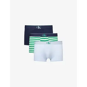 Calvin Klein Archive Logo-waistband Pack-of-three Stretch-cotton Trunks - Multi