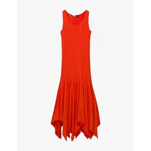 Loewe X Paula's Ibiza Sleeveless Pointelle Cotton-blend Midi Tank Dress - Orange