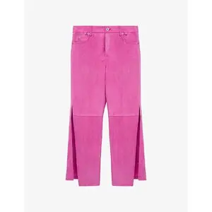 Loewe X Paula's Ibiza Cropped Wide-leg Suede Trousers - Pink