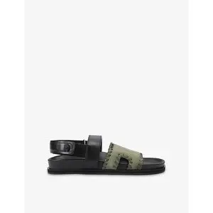 Kurt Geiger Baker Flat Leather Sandals - Blk/green