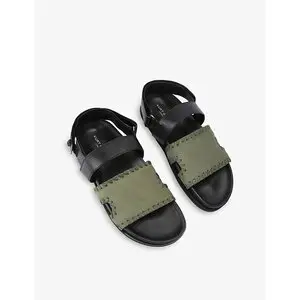 Kurt Geiger Baker Flat Leather Sandals - Blk/green