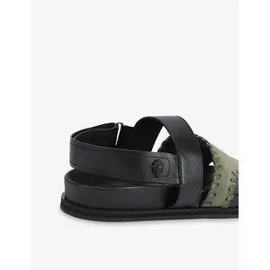 Kurt Geiger Baker Flat Leather Sandals - Blk/green