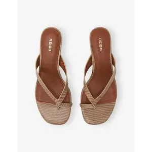 REISS Mia Lizard Effect Leather Heeled Sandals