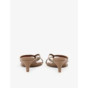 REISS Mia Lizard Effect Leather Heeled Sandals