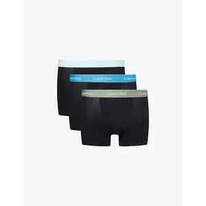 Calvin Klein Icon Logo-waistband Pack-of-three Stretch-cotton Trunks - Multi