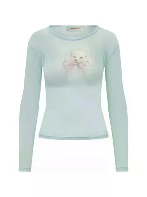 Fiorucci Poodle Print Tulle Long Sleeve T-shirt - Blue