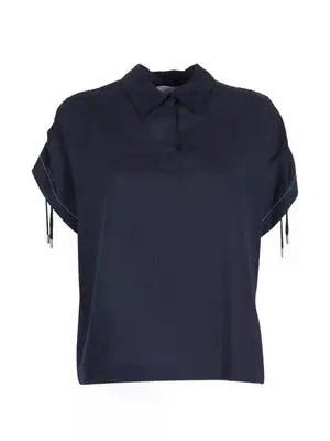 Peserico Monili-chain Drawstring-cuff Blouse - Blue