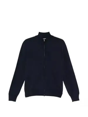 Canali Zip-up Knitted Cardigan - Blue