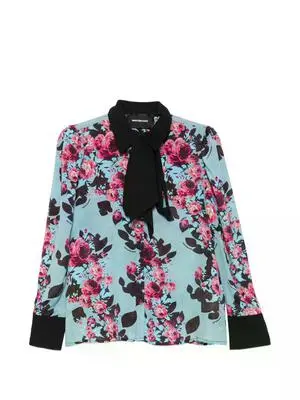 MARCO BOLOGNA Floral Print Pussy-bow Blouse - Blue