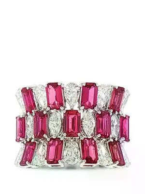 HYT JEWELRY Ruby And Diamond Ring In 18k White Gold - Silver